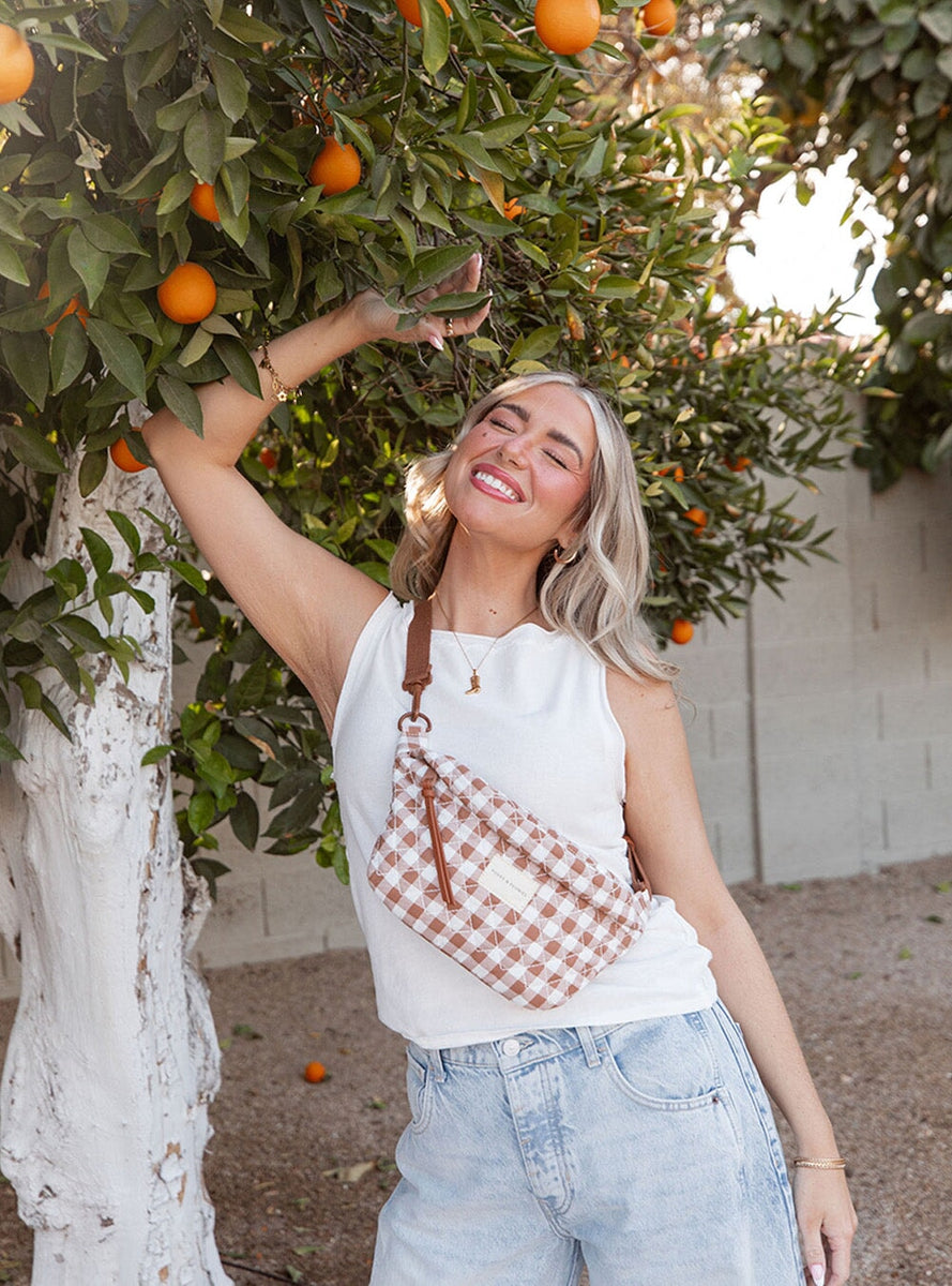 Sidekick Quilted Brown Gingham – Poppy & Peonies